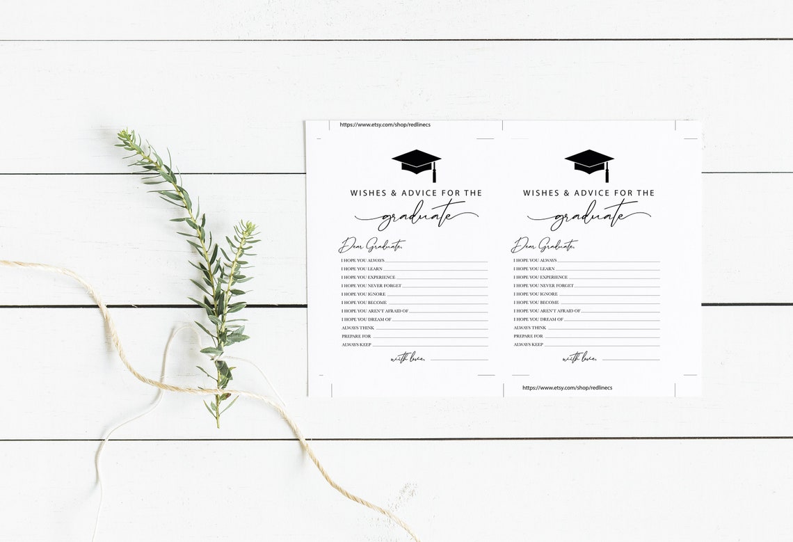 Wishes and Advice for the Graduate, Keepsake Graduation, Grad Party Fun ...