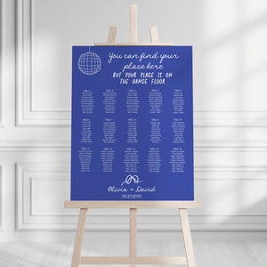 Wedding Seating Chart Template, Disco Ball 70s Themed, Yoour Place is ...