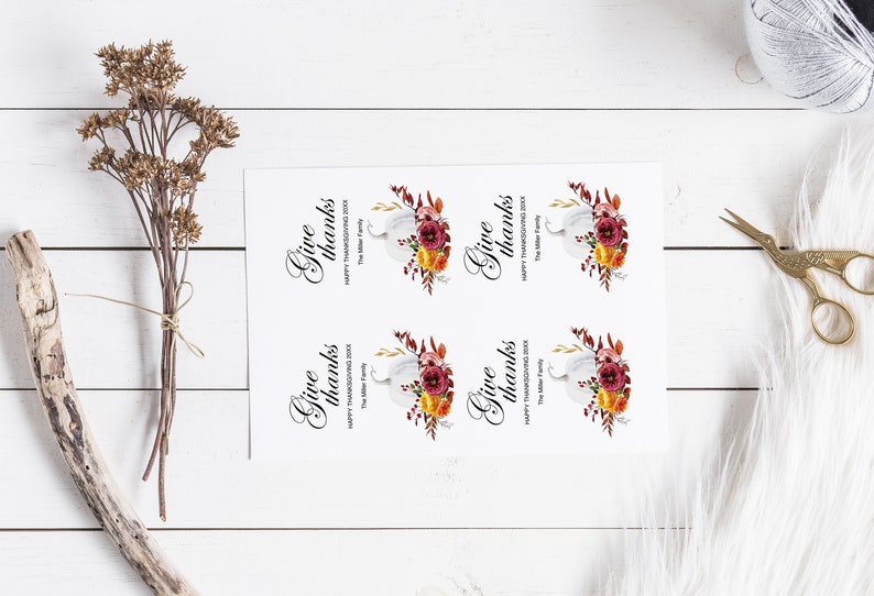 Thanksgiving Wine Bottle Label, Printable Give Thanks Label ...