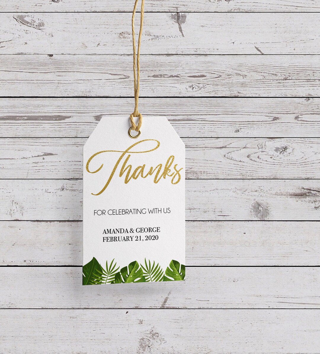 Greenery Thank You Tag, Botanical Favor Tag Template, Printable ...