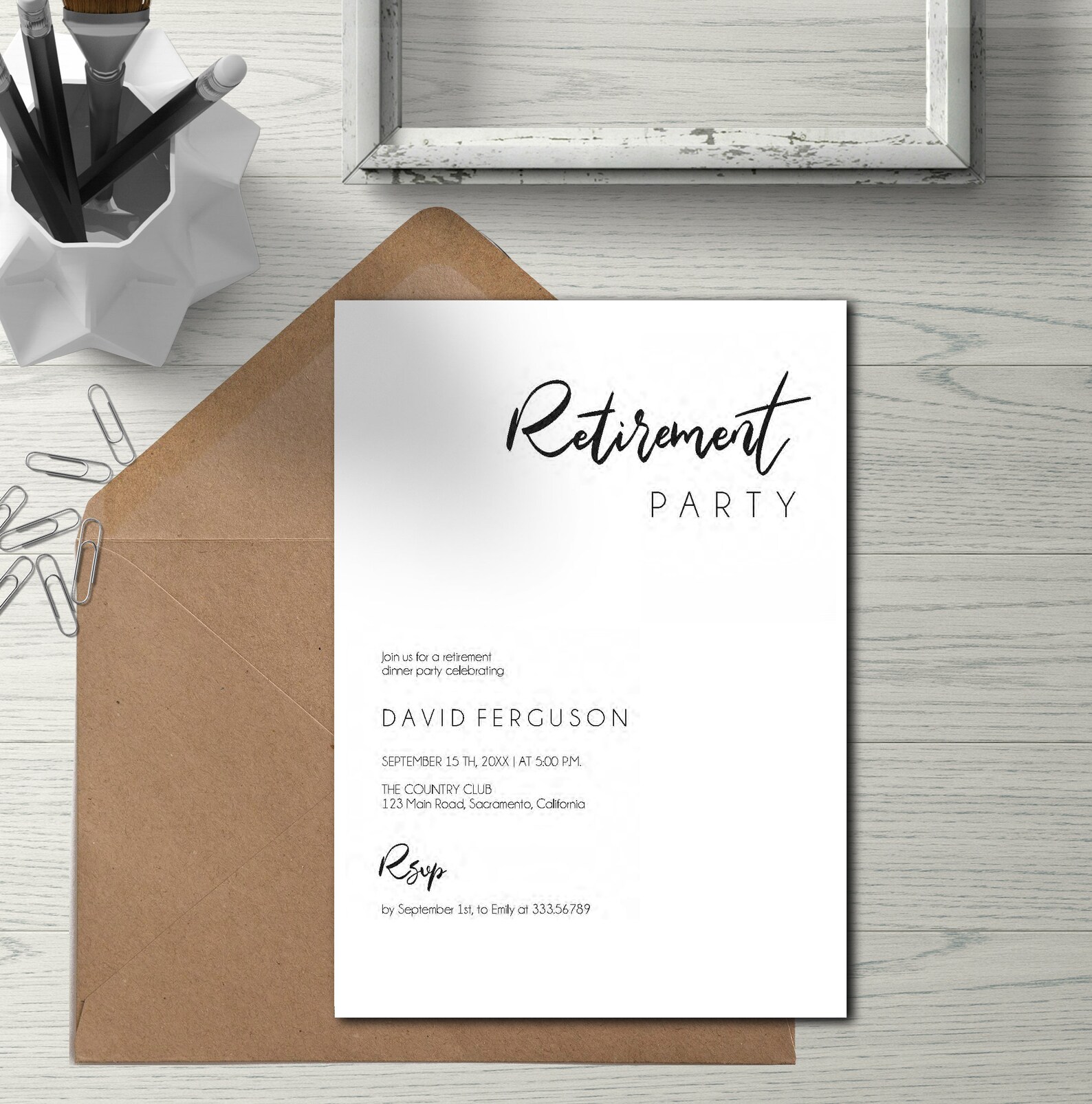 Modern Retirement Party Invitation Template, Minimalist Retirement for ...