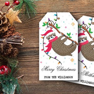 Sloth Christmas Gift Tag Printable, Personalized Slothmas Tags, Funny ...