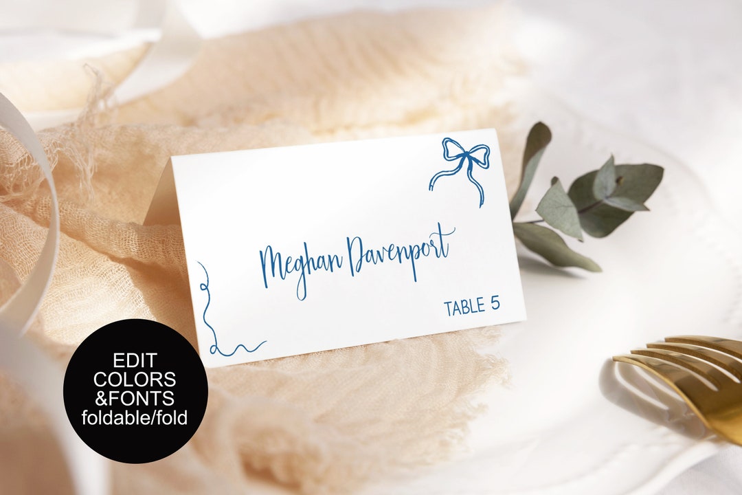 Place Cards Foldable and Flat Template, Whimsical Place Cards Fully ...