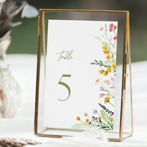 Wildflowers Table Numbers Printable Boho Floral Table Cards - Etsy