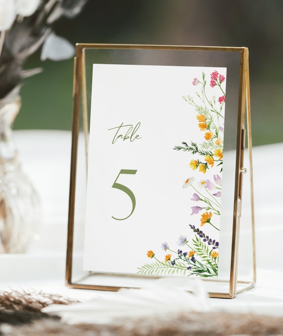 Wildflowers Table Numbers Printable Boho Floral Table Cards - Etsy