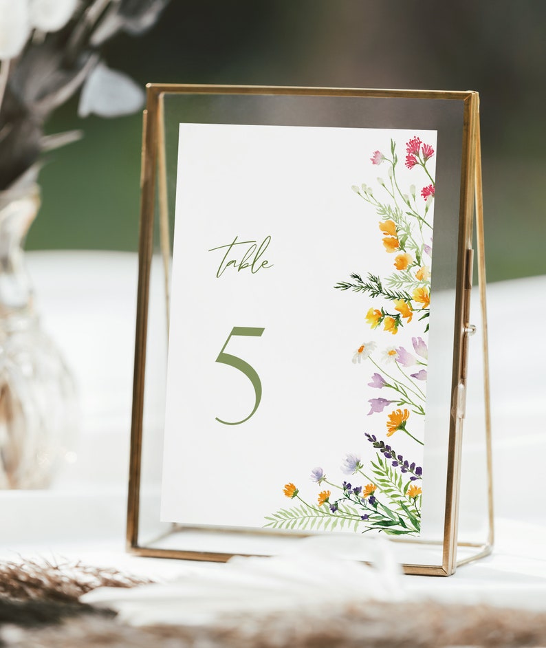 Wildflowers Table Numbers Printable Boho Floral Table Cards - Etsy