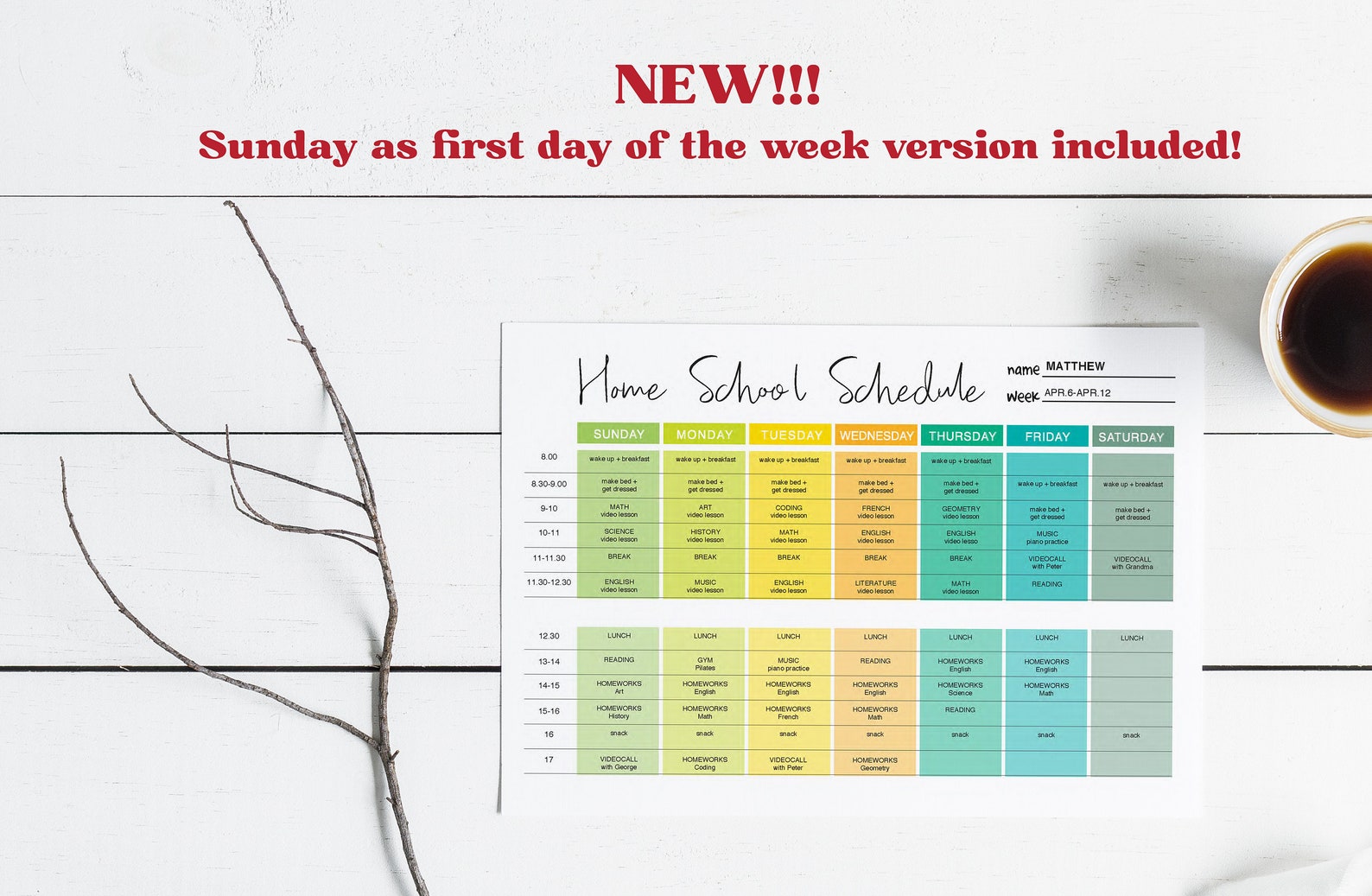HOMESCHOOL Weekly Schedule Template Editable Home School - Etsy