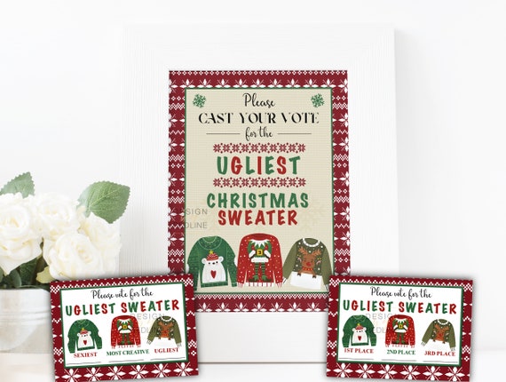 Ugly Christmas Sweater Contest Printable Ugly Sweater Party - Etsy