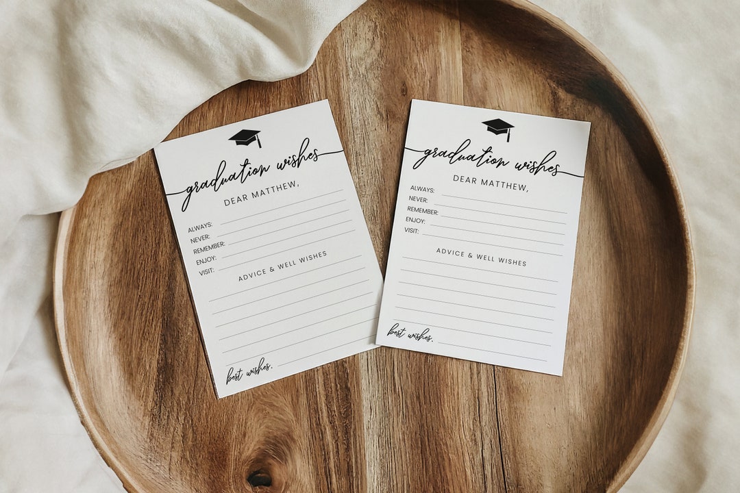 Minimalist Graduation Advice and Wishes Card Template, Calligraphy ...