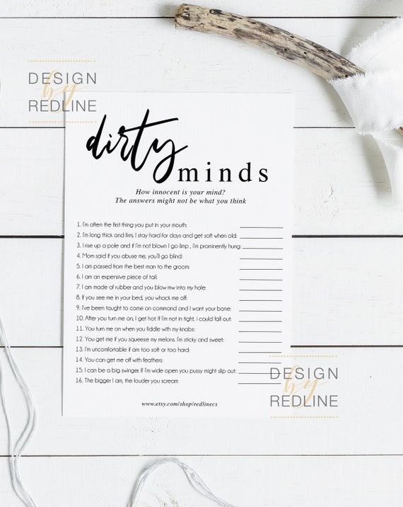 Dirty Minds Game Printable Funny Bachelorette Party Game Hen Etsy Dirty Minds Game Printable Funny Bachelorette Party Game Hen Etsy