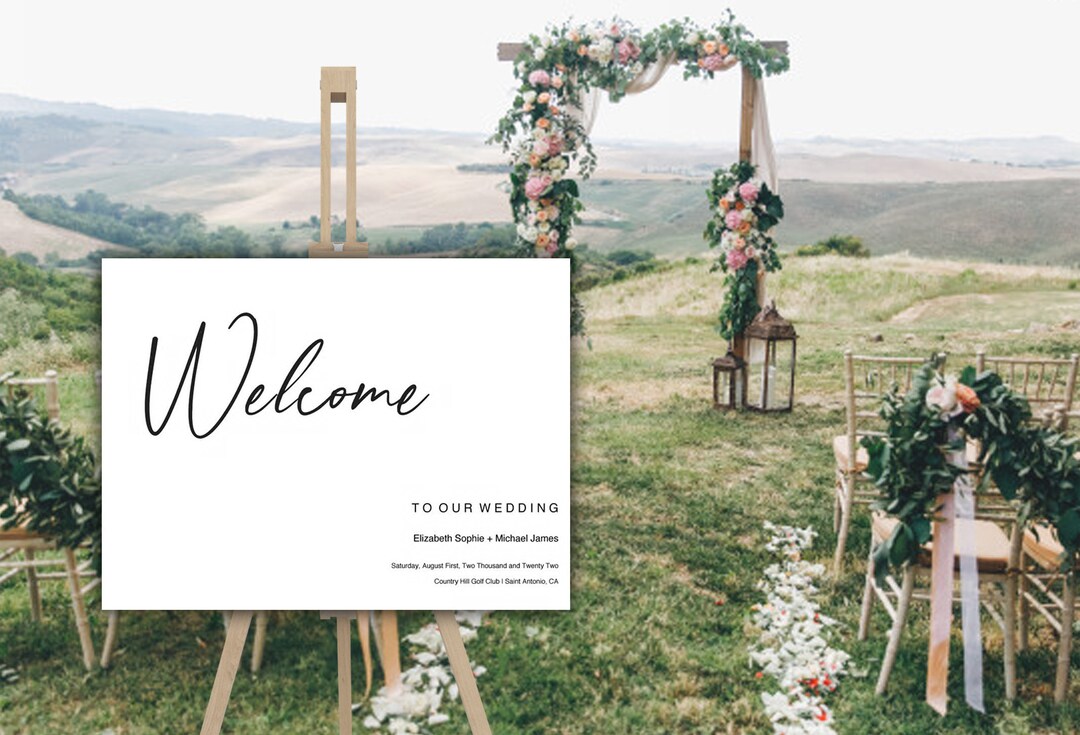 Welcome Wedding Sign Printable, Minimalist Wedding Calligraphy Decor ...