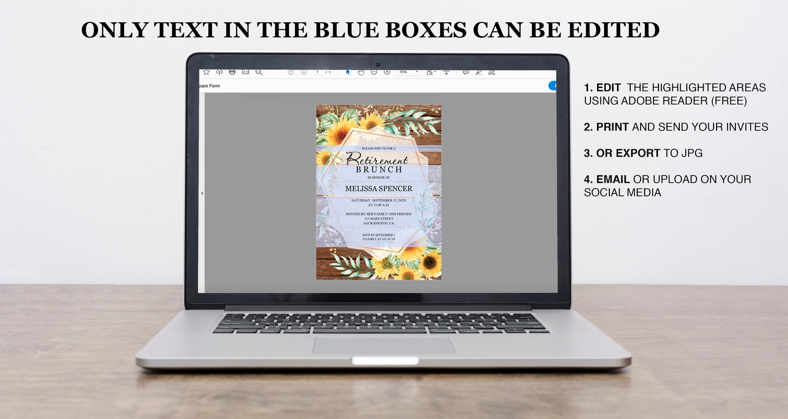 Rustic Retirement Party Invitation Printable Sunflower and | Etsy