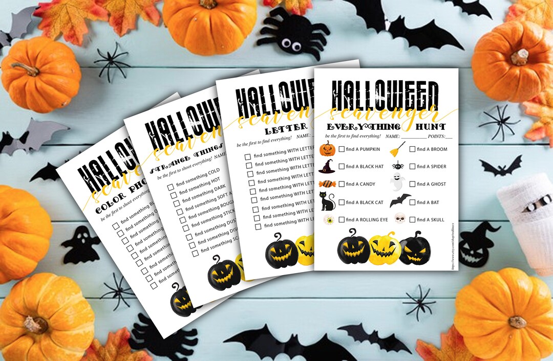 Halloween Games for Kids, 4 Funny Scavenger Hunt Games Printable ...