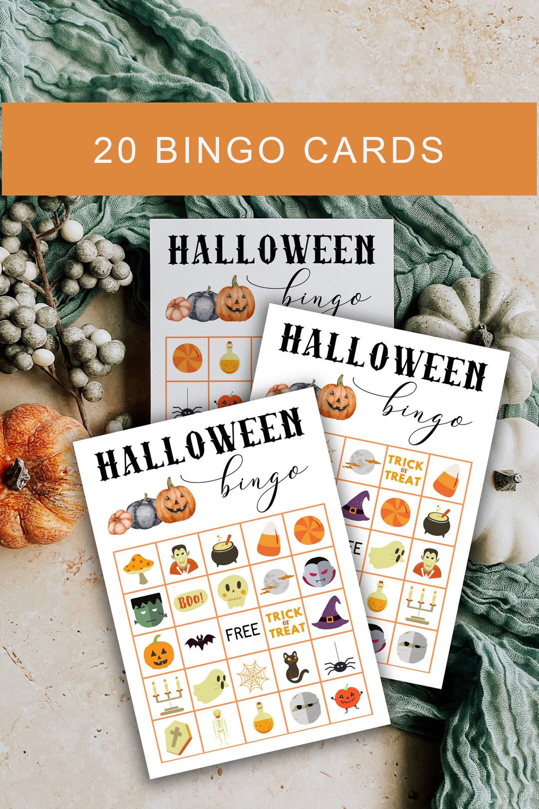 Halloween Bingo Cards Printable, Halloween Fun Game, Halloween Party ...