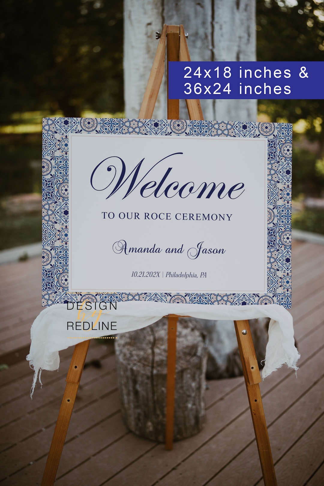 Dusk Pink and Blue Tiles Wedding Roce Ceremony, Roce Ceremony Decor ...