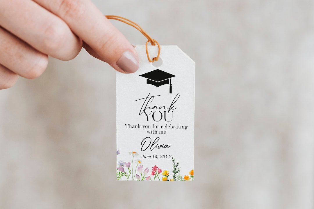 Graduation Favor Tag Template, Spring Wildflowers Favors, Floral ...