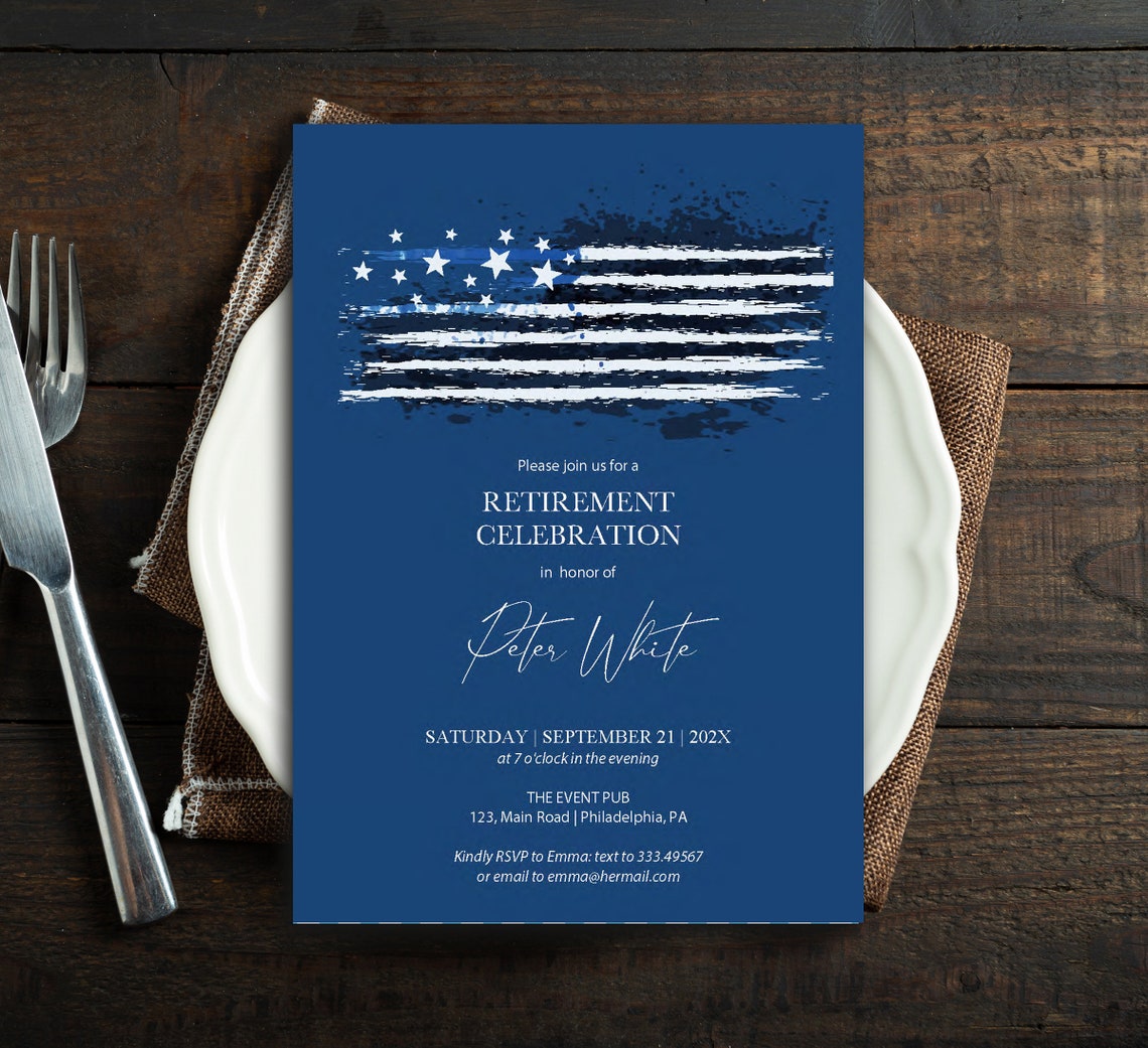 Flag Retirement Party Invitation Printable, Us Flag Retirement Invite ...