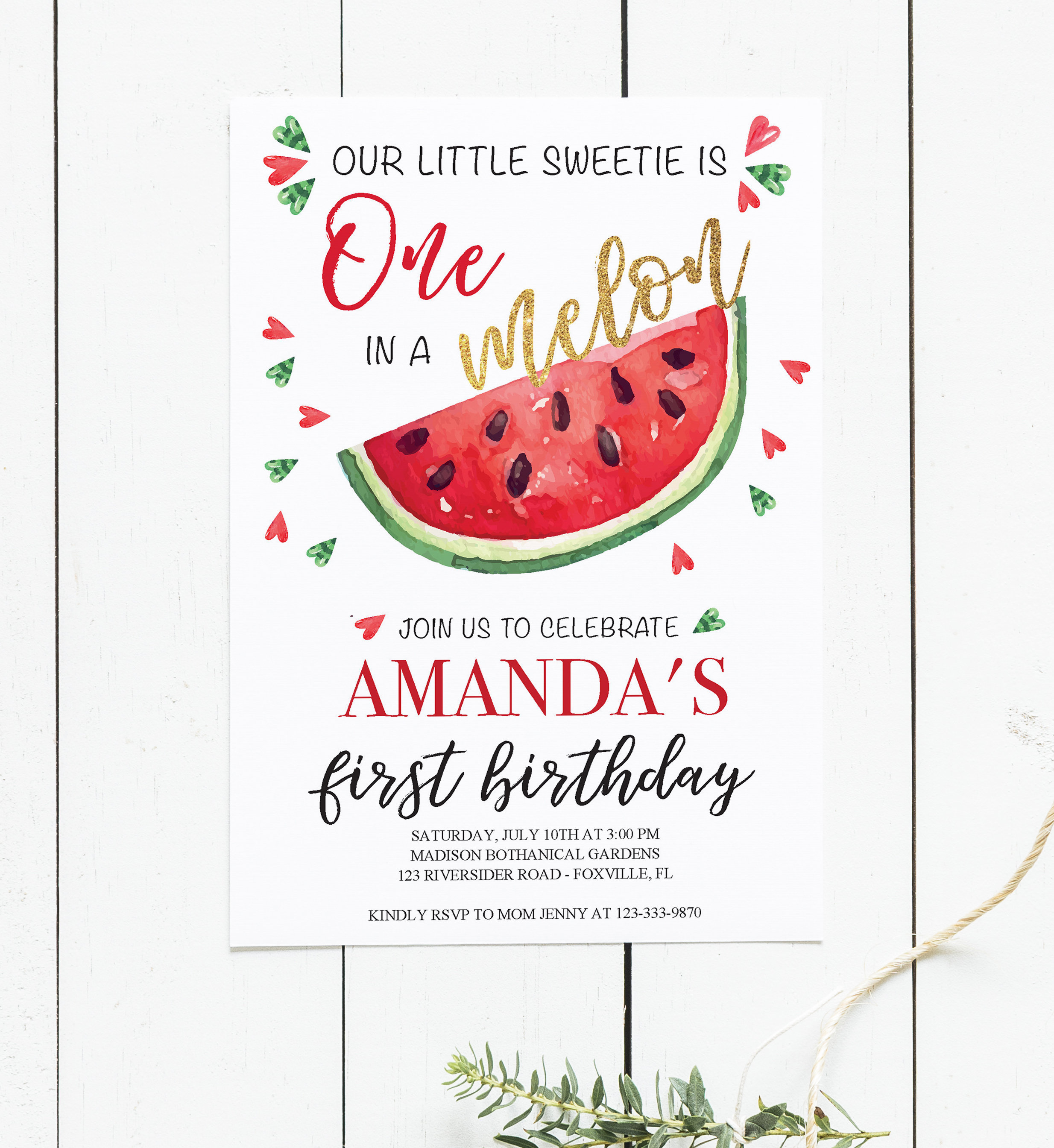Printable Invitation Watermelon Birthday Invitation Watermelon ...