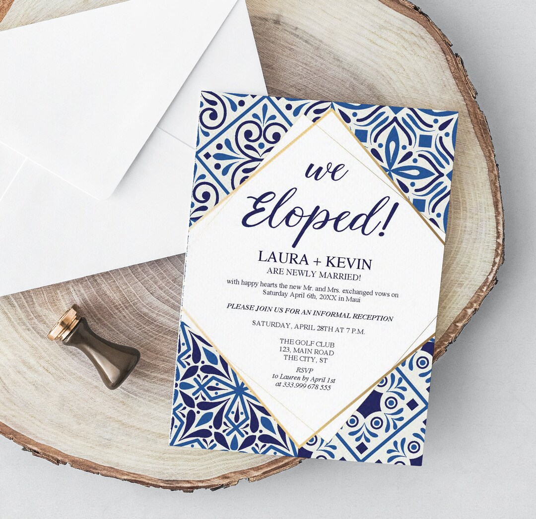 Elopement Invitation Printable, Casual Wedding Reception Template Card ...