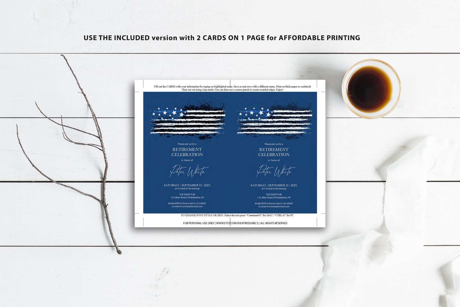 Flag Retirement Party Invitation Printable Us Flag Retirement - Etsy