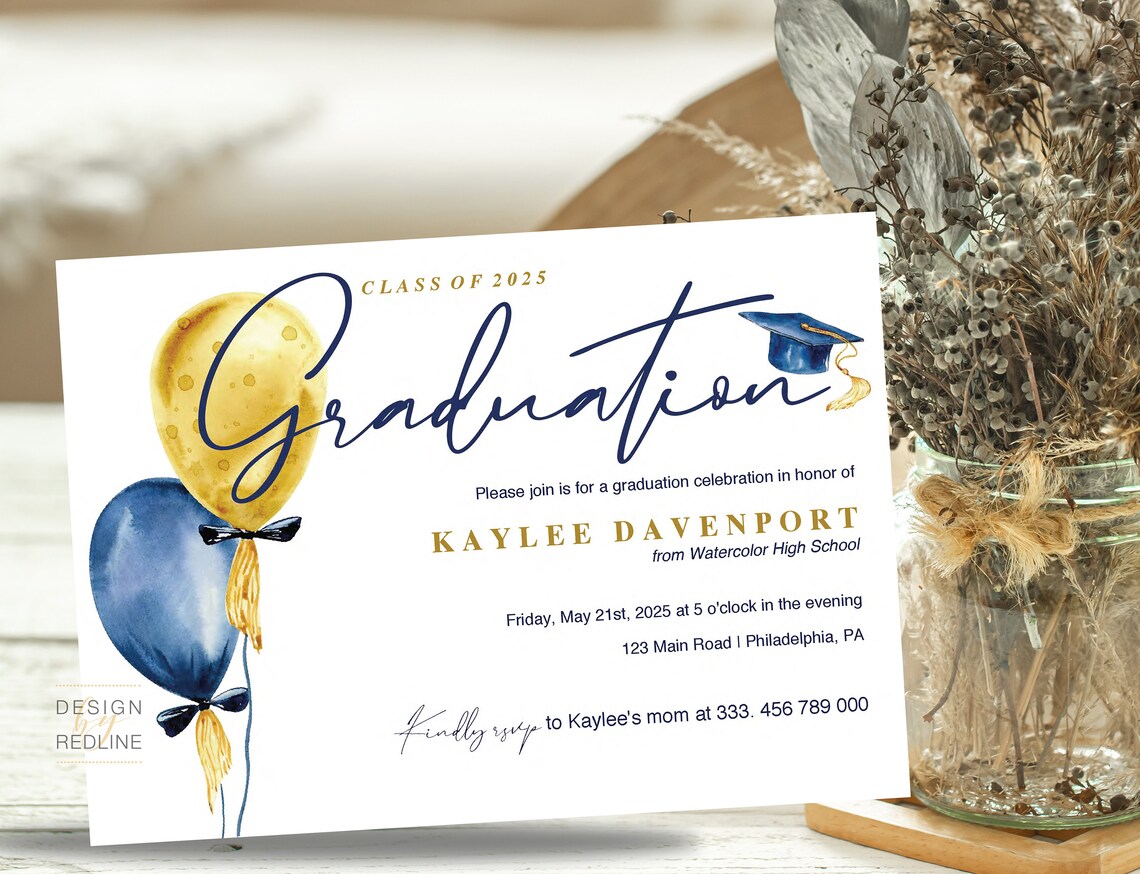 Graduation Party Invitation Printable Watercolor Graduation | Etsy