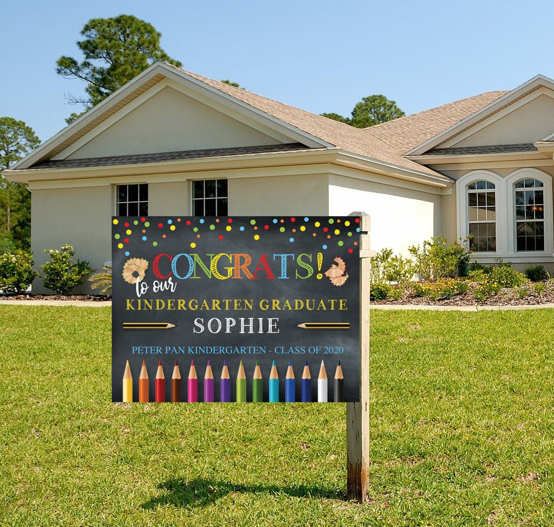 Kindergarten Graduation Yard Sign Template, Printable Pre School ...