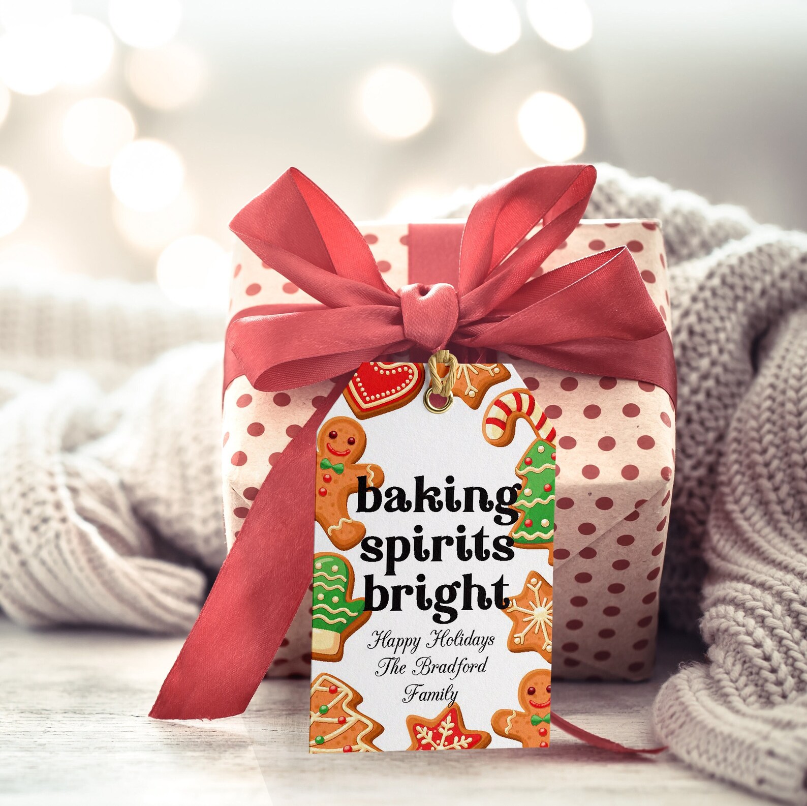 Baking Spirits Bright Tag Printable Christmas Baked Cookies | Etsy