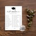 Graduation Game Printable, Graduate Quiz for Grad Party Fun ...