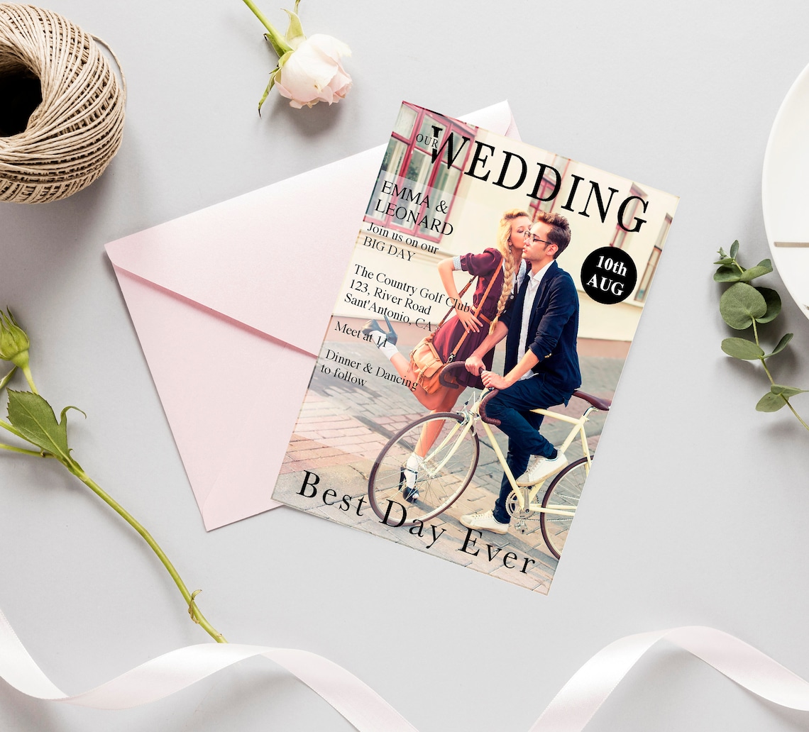 Magazine Style Wedding Invitation Custom Photo Invite - Etsy