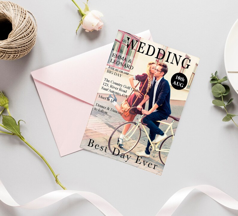 Magazine Style Wedding Invitation Custom Photo Invite - Etsy