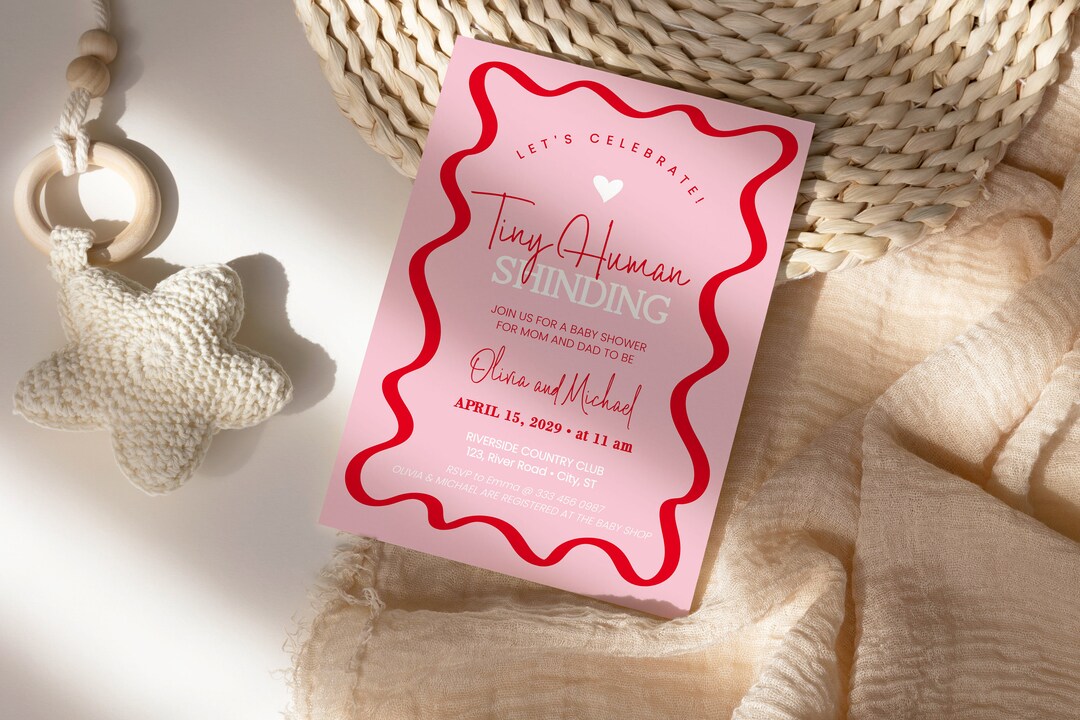 Tiny Human Shindig Invitation, Modern Baby Shower Invitation, Tiny ...