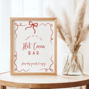 Hot Cocoa Bar Sign, Hot Chocolate Bar Sign, Whimsical Bow Hot Cocoa Bar ...