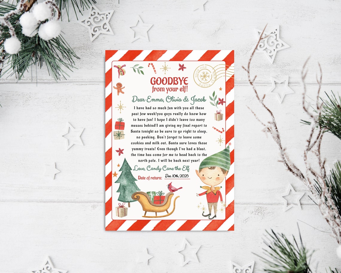 Elf Goodbye Letter Letter From Elf Editable Elf Farewell - Etsy