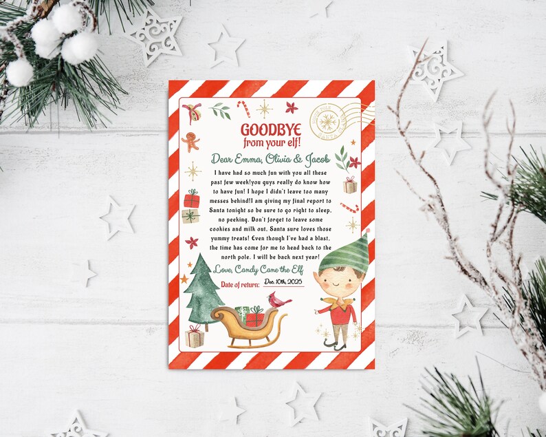Elf Goodbye Letter Letter From Elf Editable Elf Farewell - Etsy
