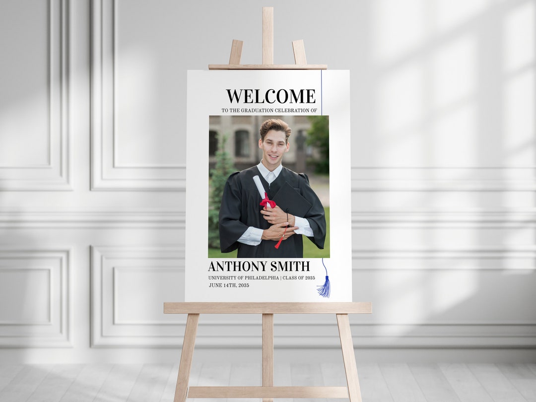 Graduation Welcome Sign, Photo Graduation Poster, Minimalist, College ...