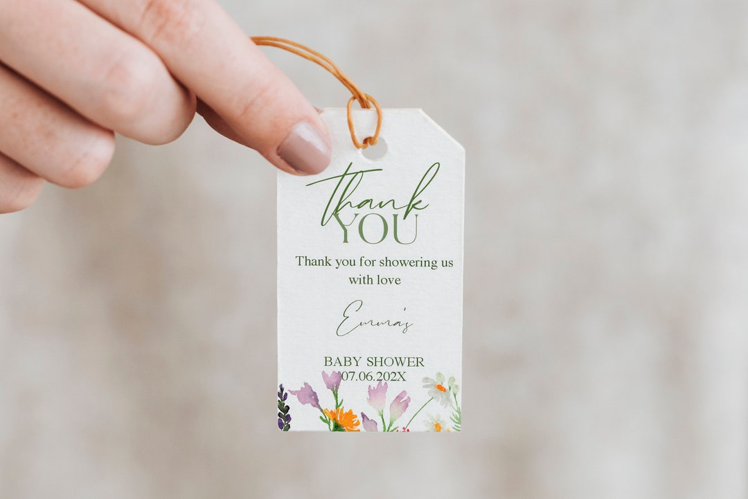 Wildflowers Thank You Tag Printable, Floral Favor Tags, Spring Flowers ...
