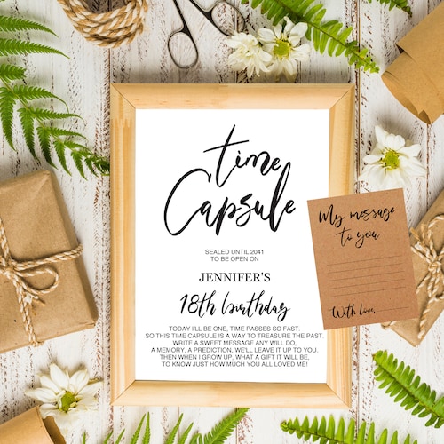 Time Capsule Template Sign and With Matching Printable - Etsy