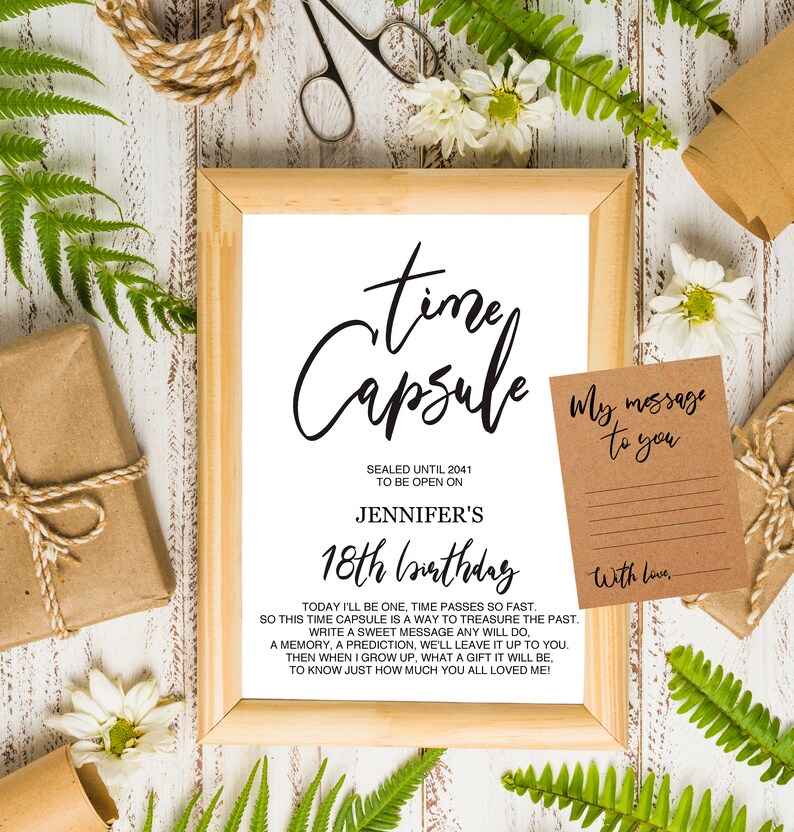 Time Capsule Sign Printable and Matching Message Cards Black - Etsy