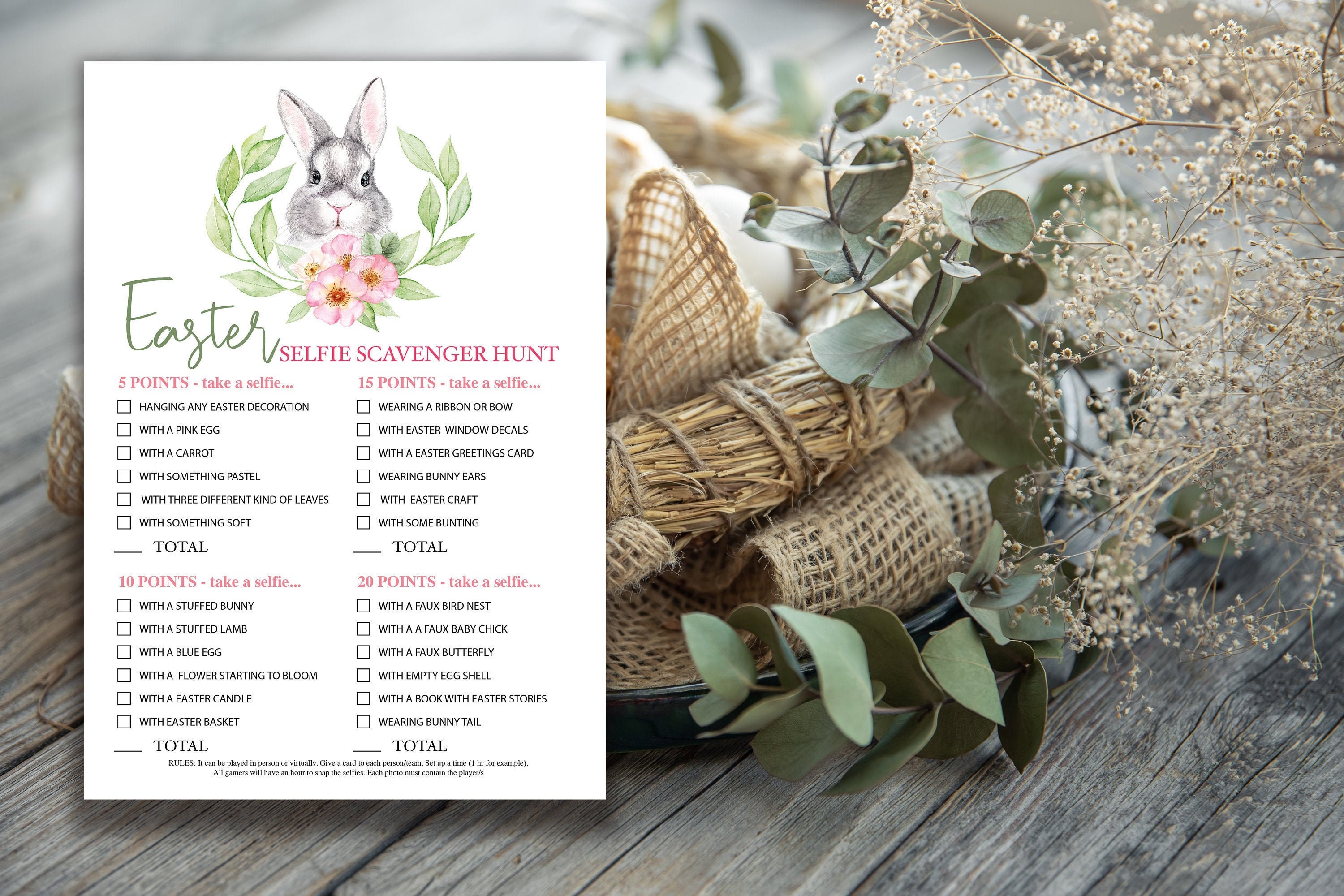 Easter Selfie Scavenger Hunt Printable Virtual Games Easter Fun for ...