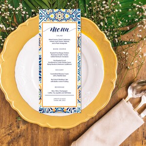 Mediterranean Tiles Menu Template, Portuguese Tiles Dinner Menu ...