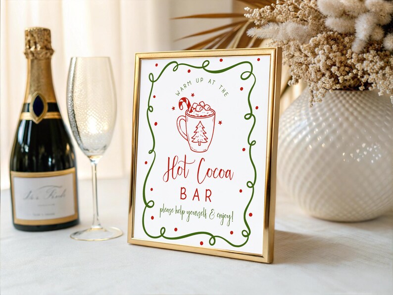 Whimsical Hot Cocoa Bar Sign Digital Editable Template, Merry Little ...