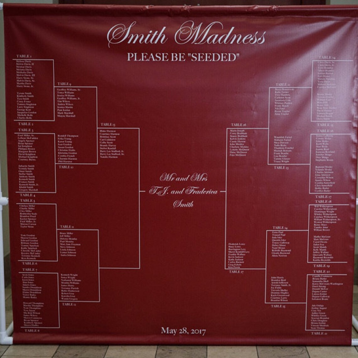 Sport themed wedding seating chart tournament brackets | Etsy