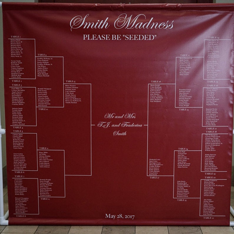 Sport themed wedding seating chart tournament brackets | Etsy