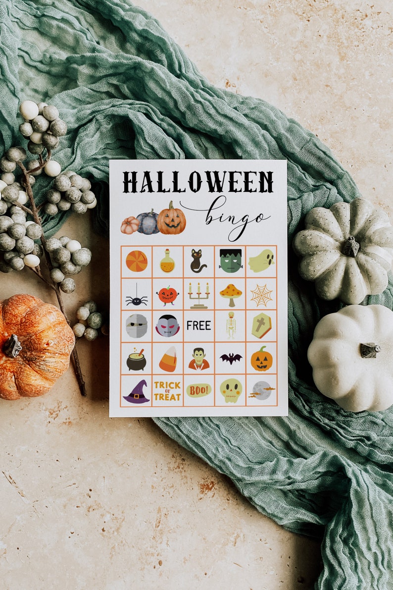 Halloween Bingo Cards Printable, Halloween Fun Game, Halloween Party ...