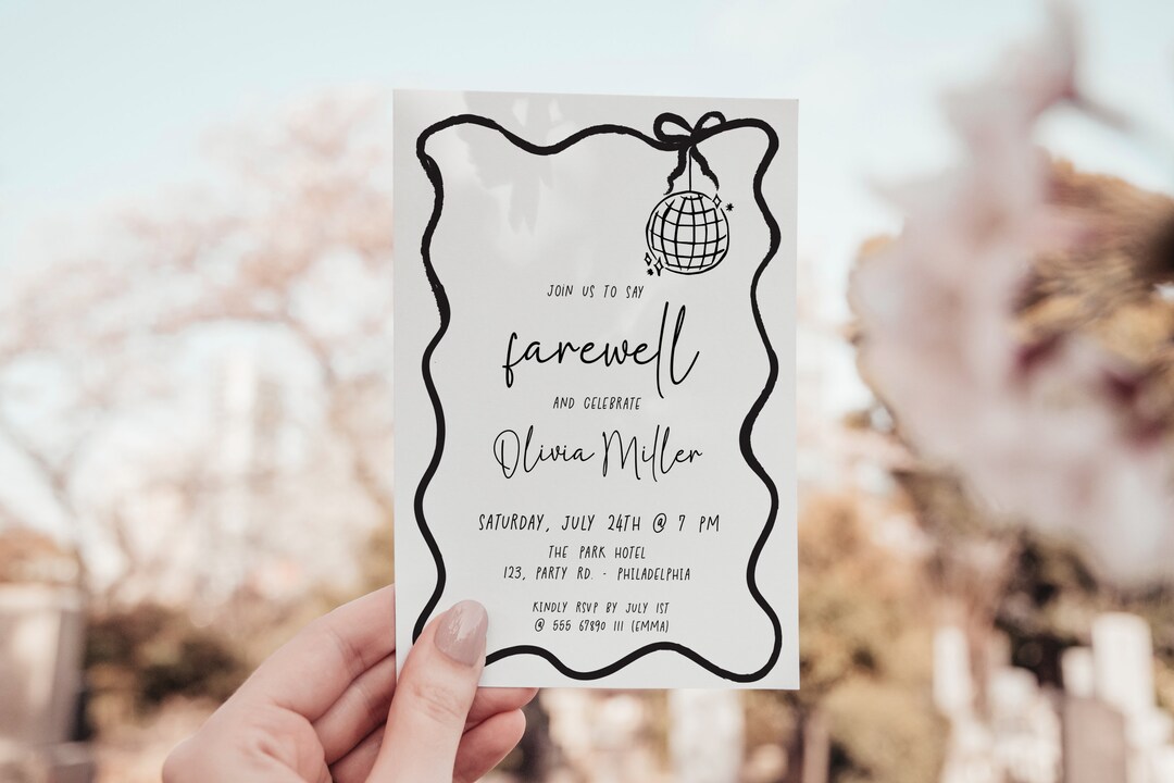 Farewell Party Invitation Template, Modern Going Away Party, Bow ...