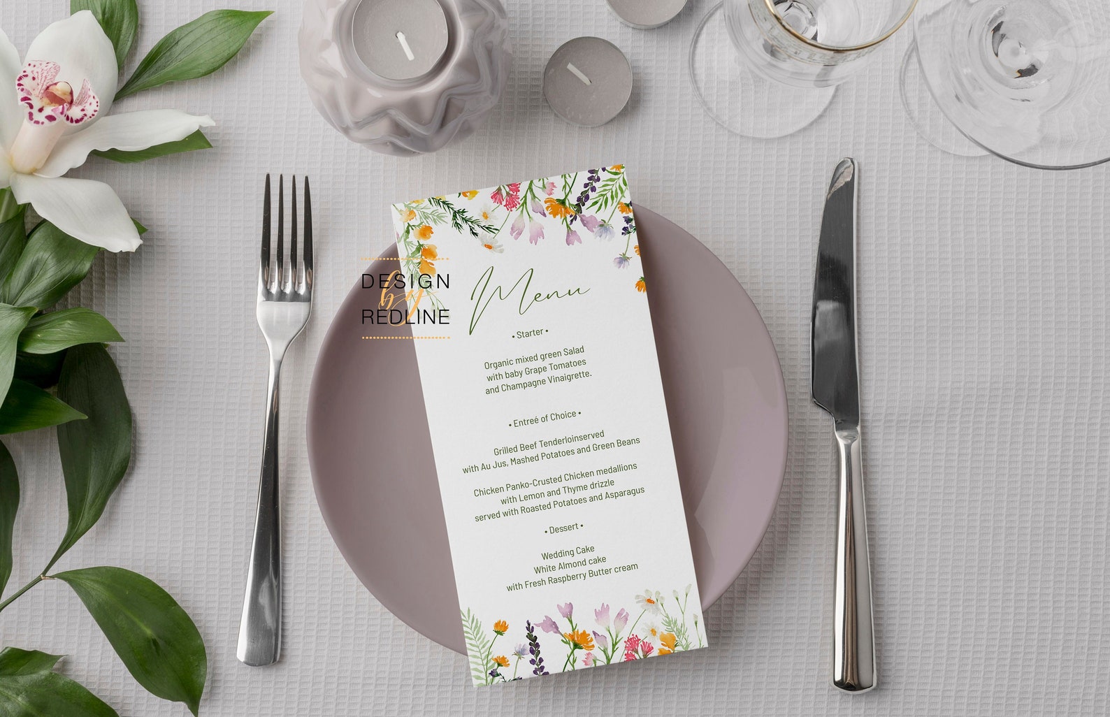 Wildflowers Menu Card Template Spring Summer Floral Menu Card - Etsy