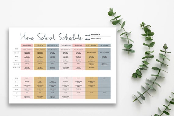 Weekly Schedule Printable Home School Week Planner Template - Etsy