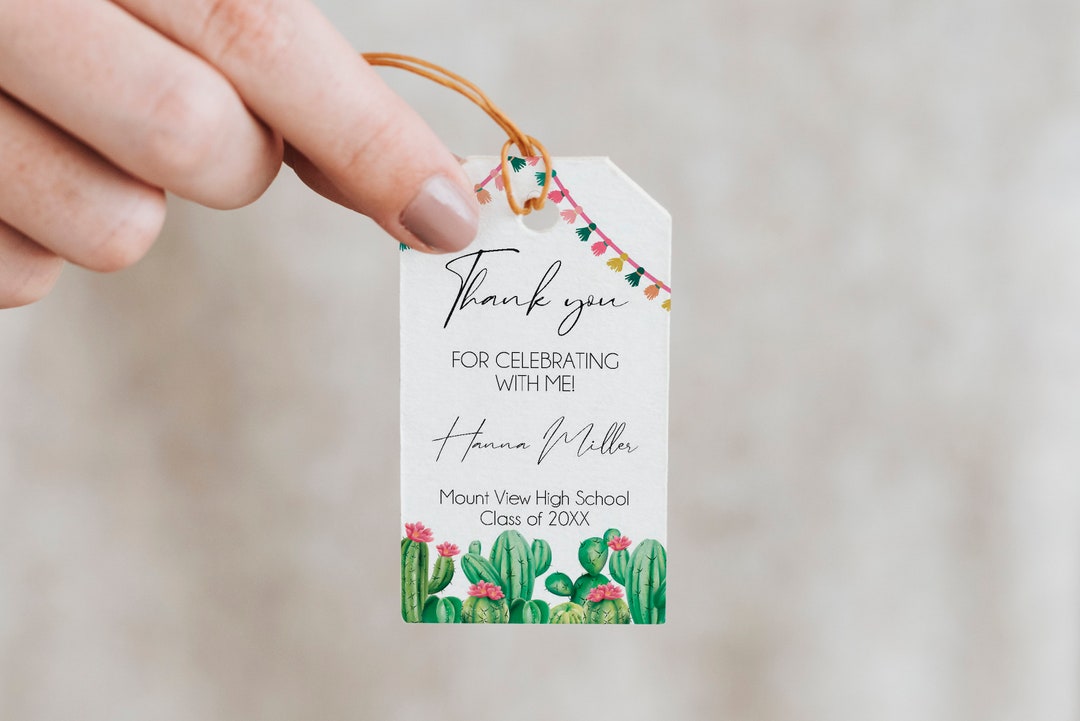 Graduation Favor Tags Printable, Cactus Gift Tags, Mexico Fiesta ...