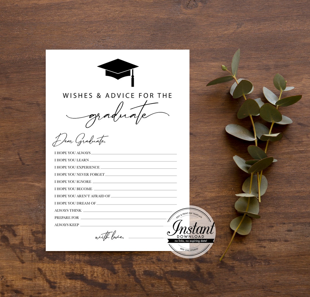 Wishes and Advice for the Graduate, Keepsake Graduation, Grad Party Fun ...