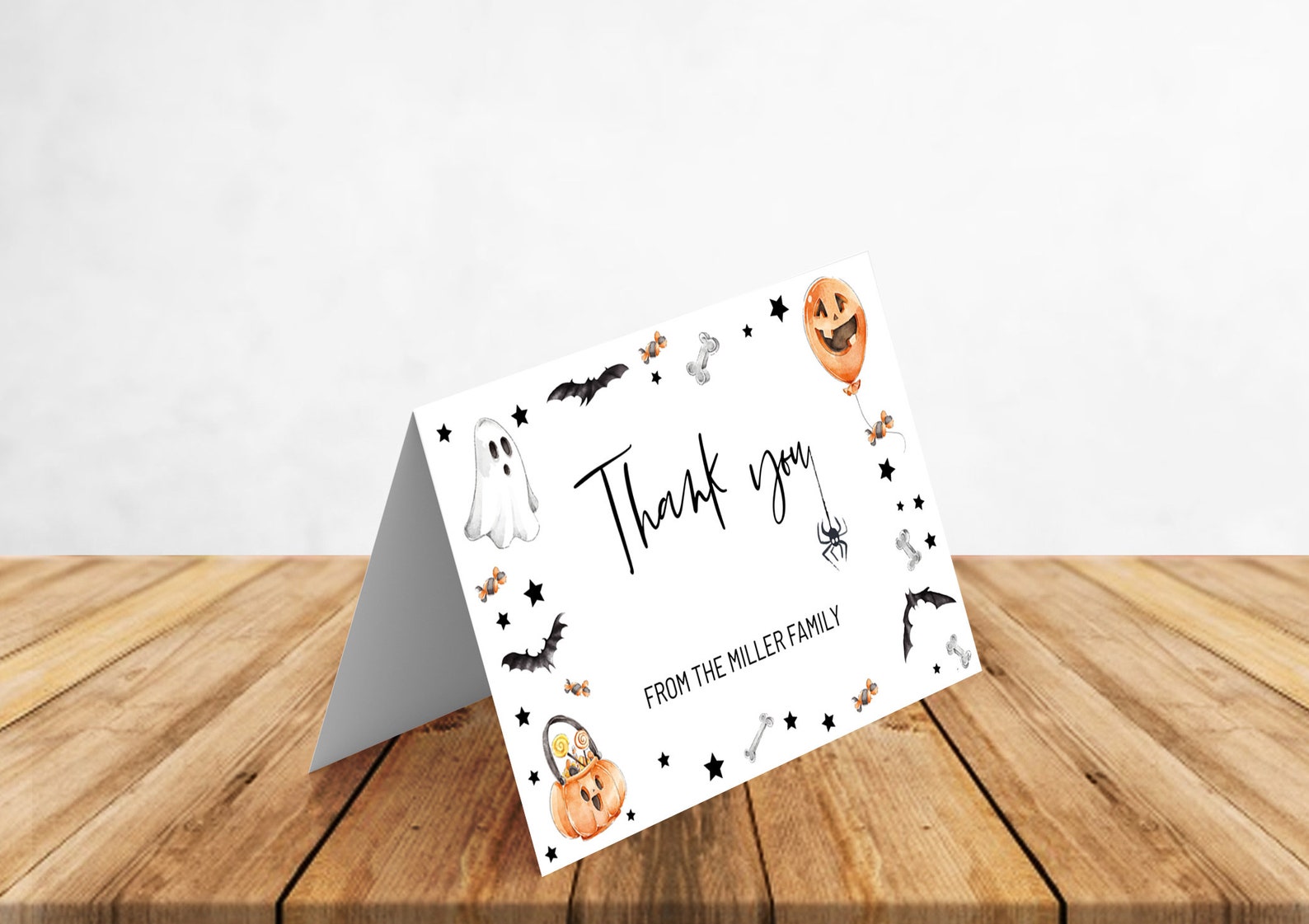 Halloween Thank You Card Foldable Template, Little Boo Baby Shower ...